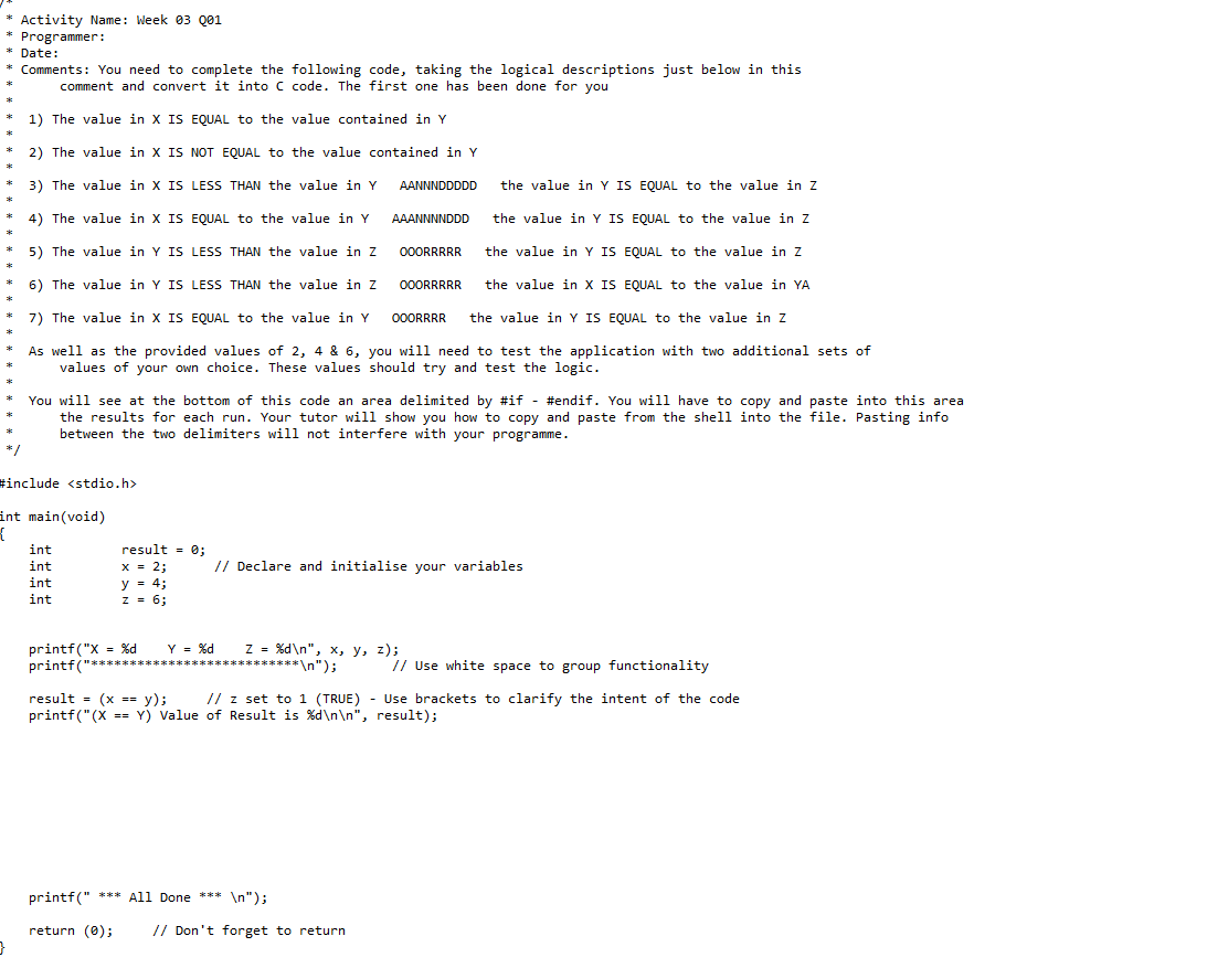 Solved * Activity Name: Week 03 201 Programmer: Date: | Chegg.com