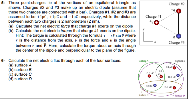 Solved Charge #2 + Charge #1 +9+ 5- Three point-charges lie | Chegg.com