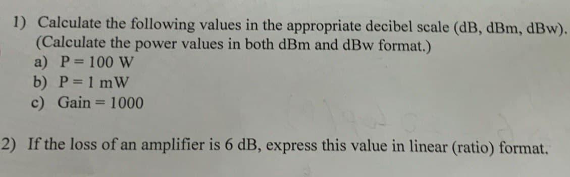 Solved 1) Calculate the following values in the appropriate | Chegg.com