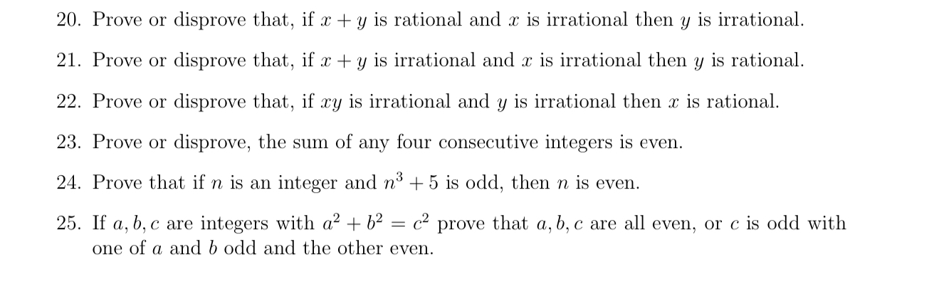 Solved 20. Prove or disprove that, if x + y is rational and | Chegg.com