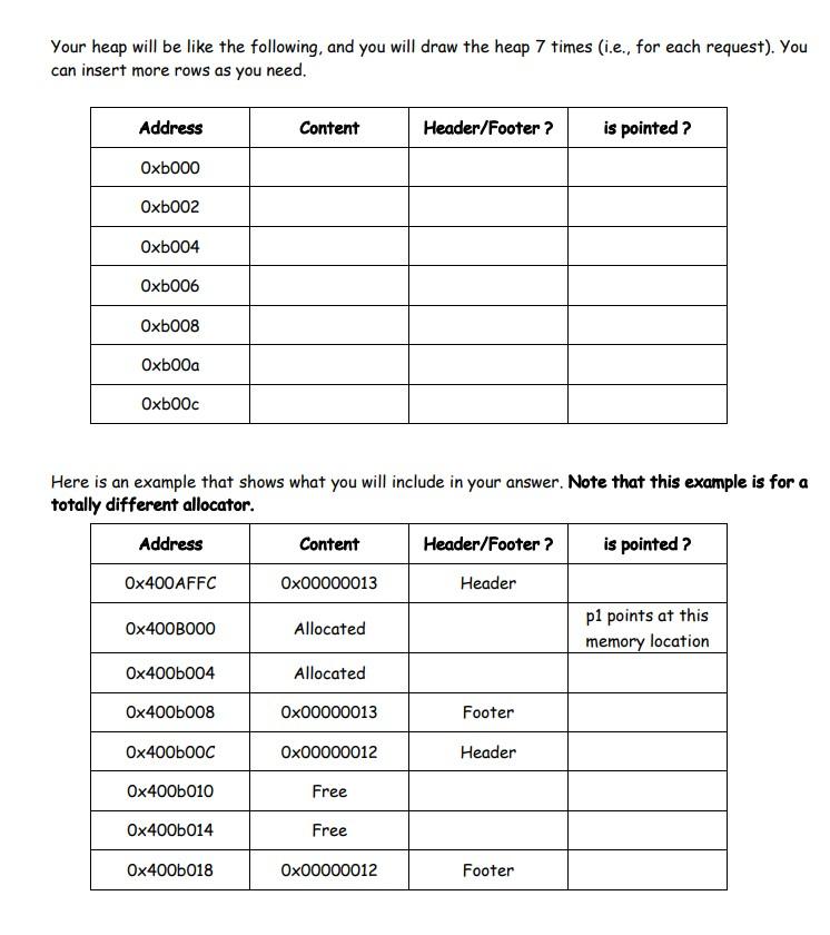 3. (30 pts) Consider a memory allocator with the | Chegg.com