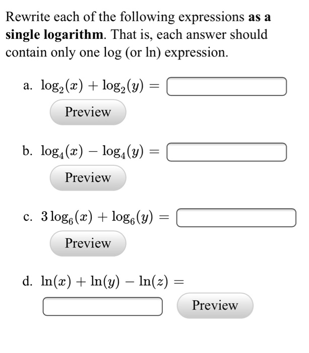 Solved Rewrite each of the following expressions as a single | Chegg.com