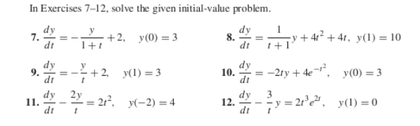 Solved In Exercises 7-12, solve the given initial-value | Chegg.com