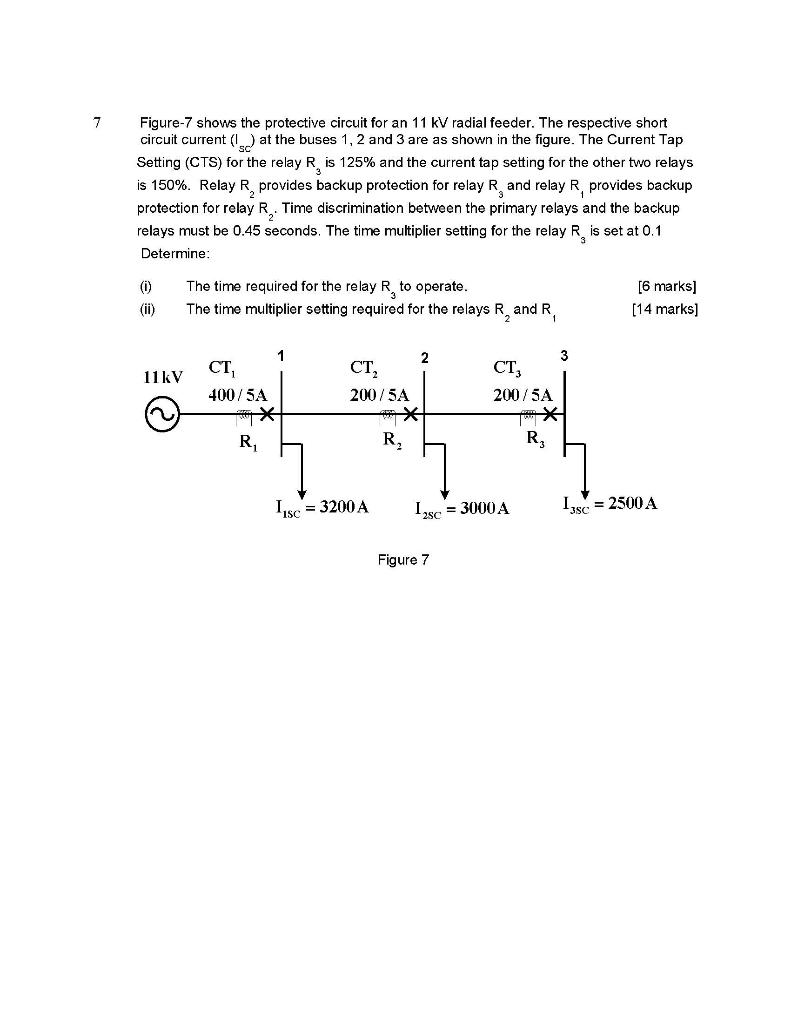 Solved 7 Figure-7 shows the protective circuit for an 11 kV | Chegg.com