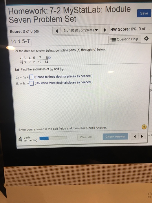 Solved Homework: 7-2 MyStatLab: Module Save Seven Problem | Chegg.com