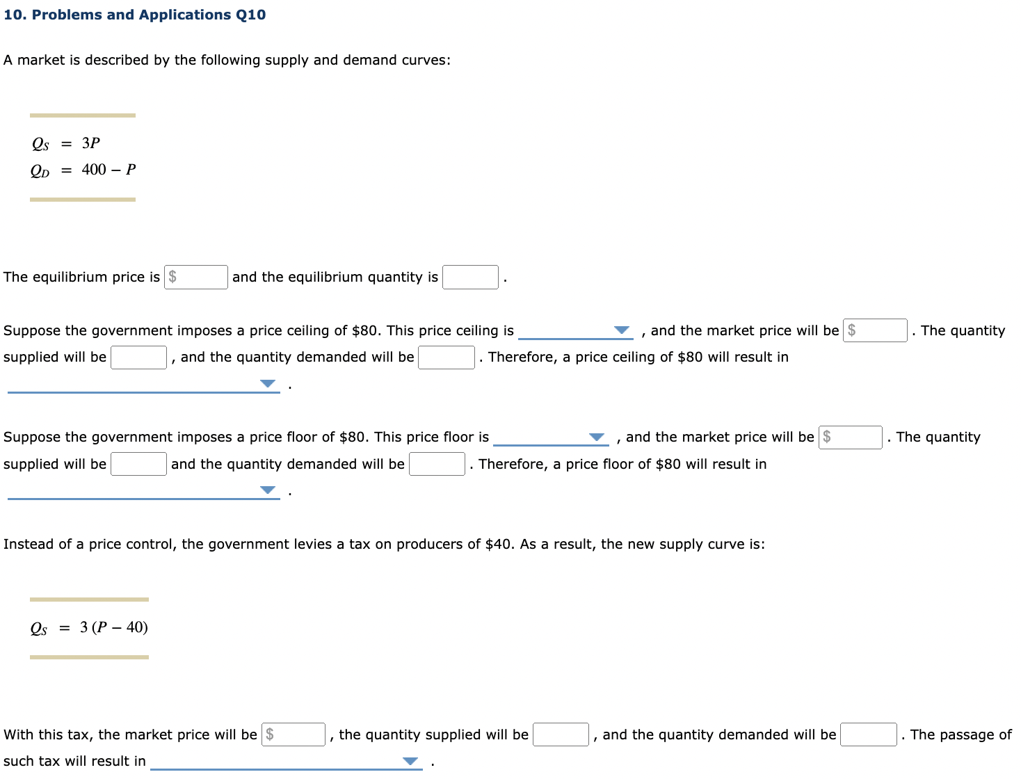 Solved 10. Problems and Applications Q10 A market is | Chegg.com