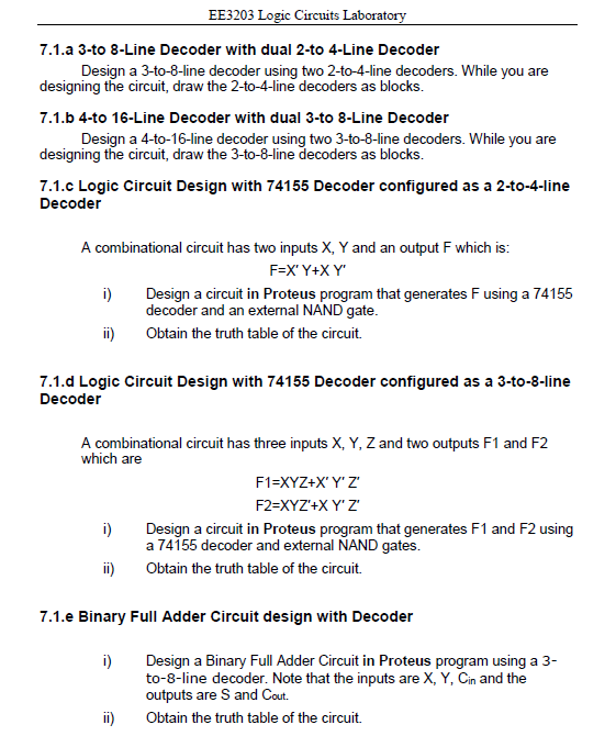Solved Combinational Logic Circuit Design With Decoders The 3319