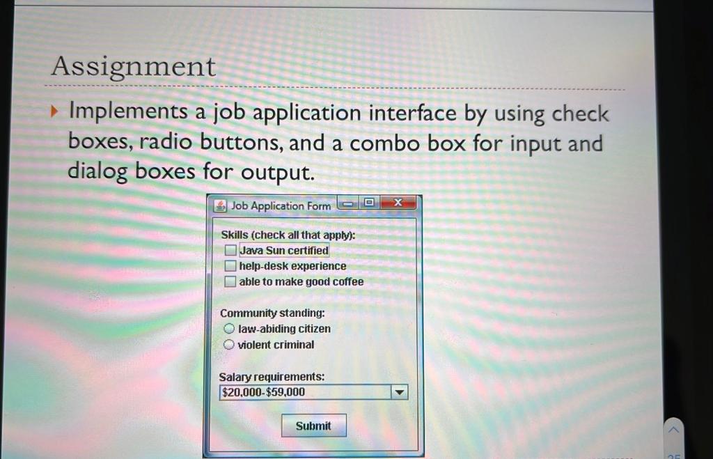 Solved Implements a job application interface by using check | Chegg.com