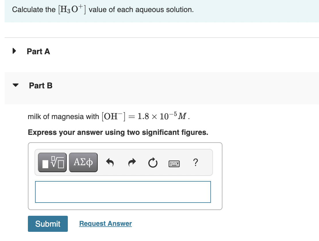 Solved Calculate the [H3O+]value of each aqueous solution. | Chegg.com