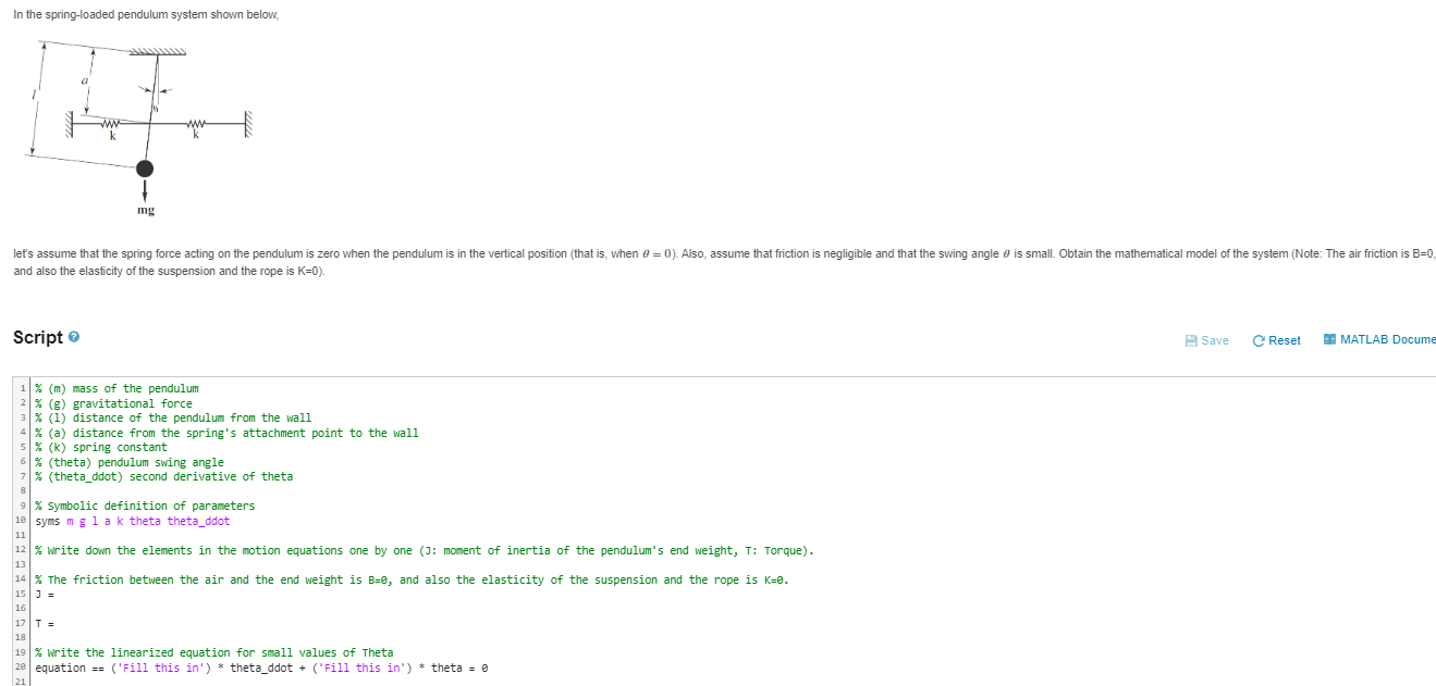 Solved In the spring-loaded pendulum system shown below, | Chegg.com