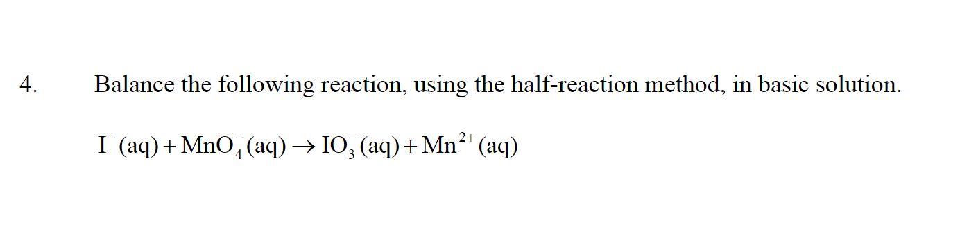 Solved Balance the following reaction, using the | Chegg.com