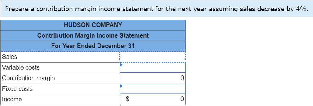 Prepare a contribution margin income statement for | Chegg.com