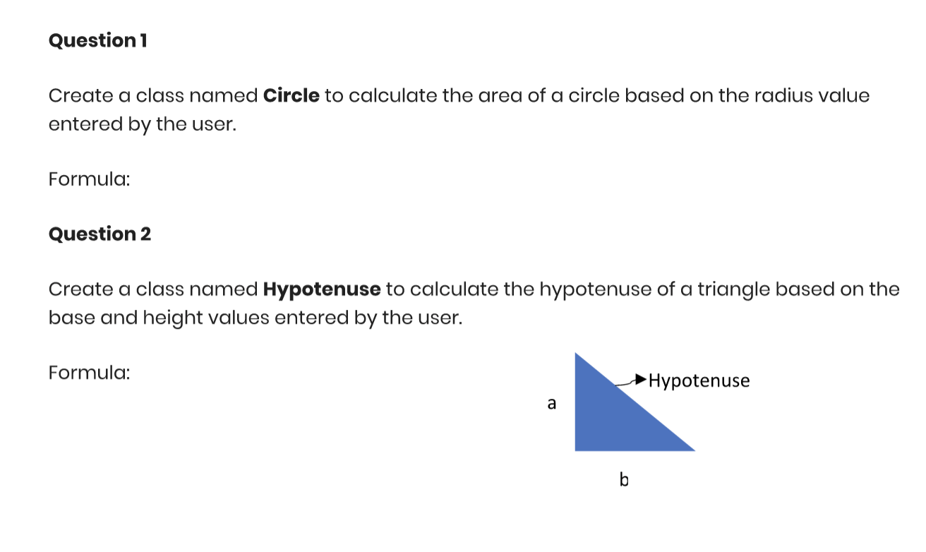Solved Question 1 Create A Class Named Circle To Calculate