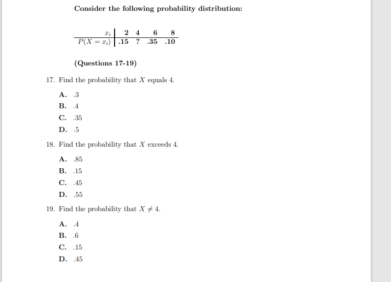 Solved Consider the following probability distribution: al 2 | Chegg.com