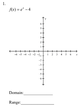 Solved f(x)=ex-4Domain:Range: | Chegg.com