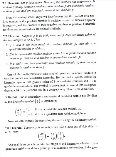 Solved 7.6 Theorem. Let p be a prime. Then half the numbers | Chegg.com