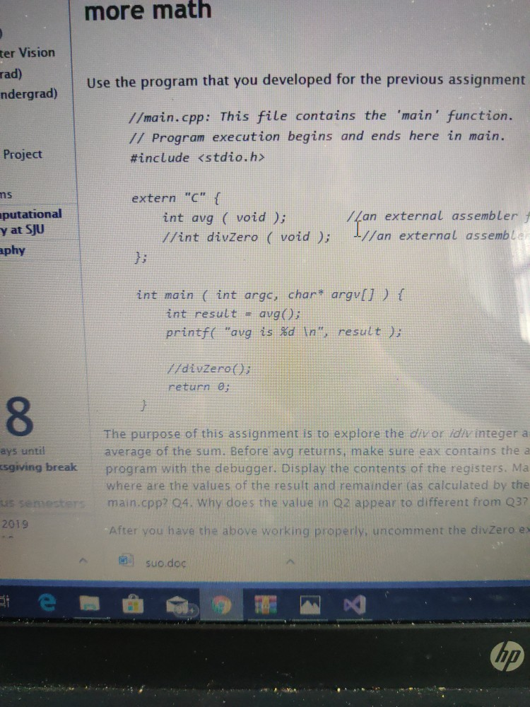 #include extern "C" { int avg ( void ); | Chegg.com