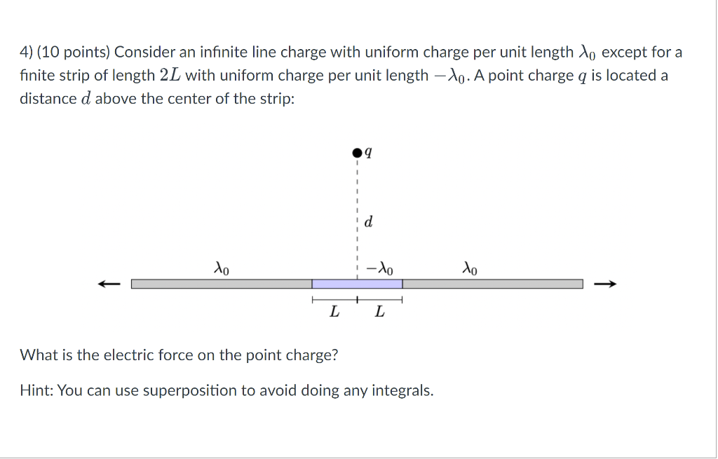 Solved 4) (10 points) Consider an infinite line charge with | Chegg.com