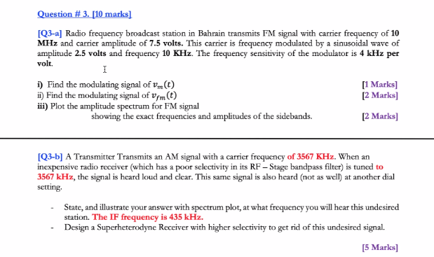 Solved Question # 3. [10 marks] [Q3-a] Radio frequency | Chegg.com