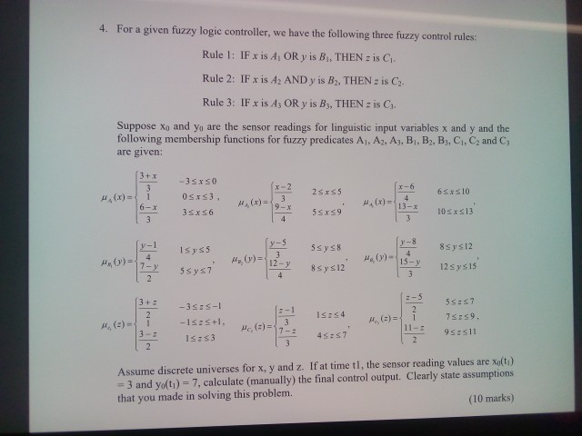 Solved For a given fuzzy logie controller, we have the | Chegg.com