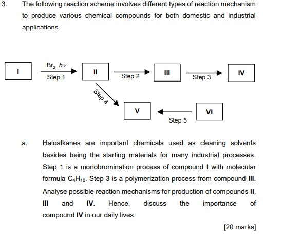 Solved 3. The following reaction scheme involves different | Chegg.com