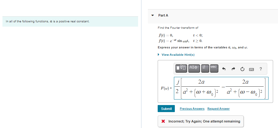 Solved In all of the following functions, a is a positive | Chegg.com