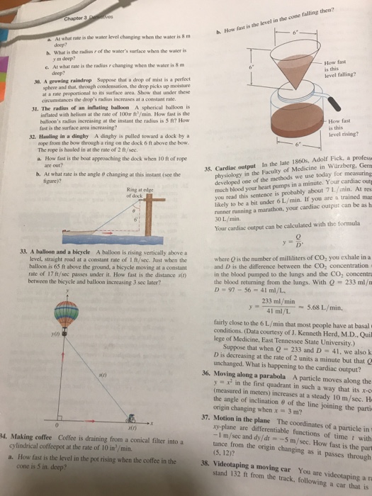 Solved b. How fast is the level in the cone falling then? At | Chegg.com