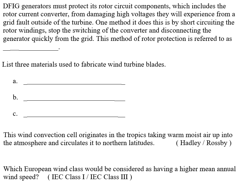 Solved DFIG generators must protect its rotor circuit | Chegg.com