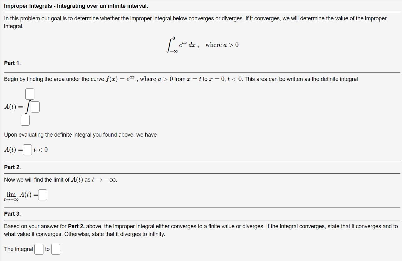 Solved Improper Integrals Integrating Over An Infinite