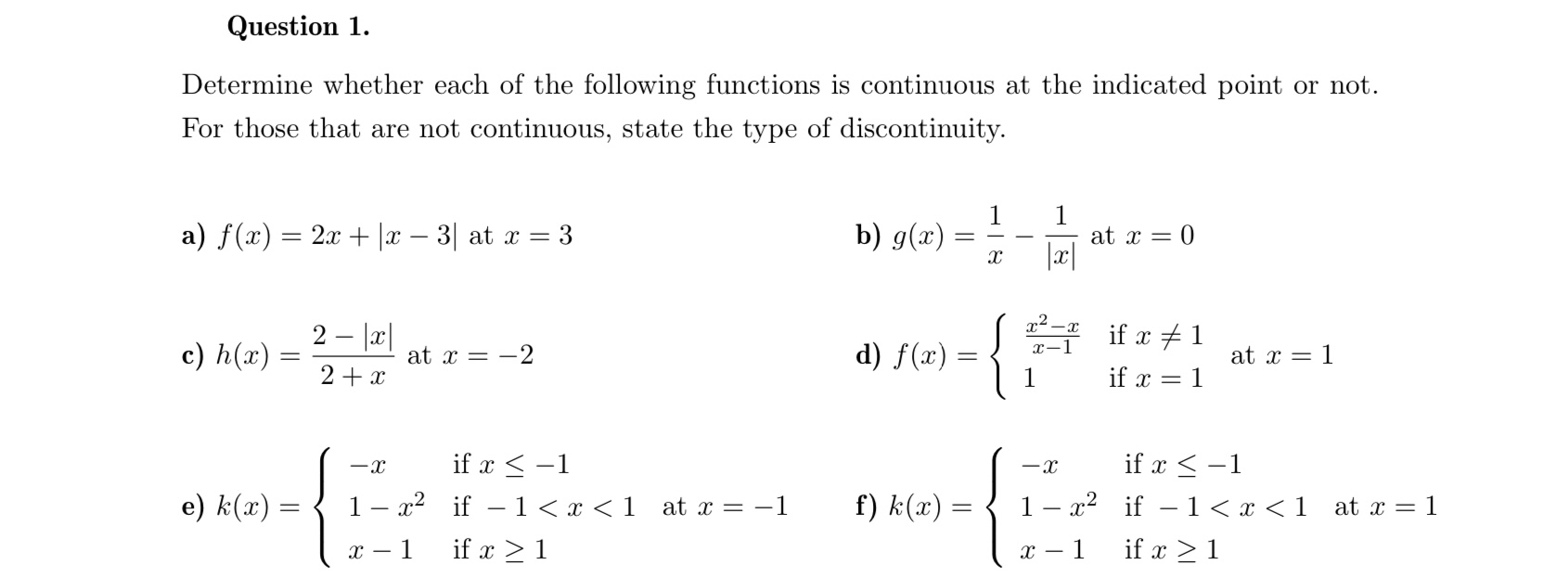 Solved Determine Whether Each Of The Following Functions Is 2566