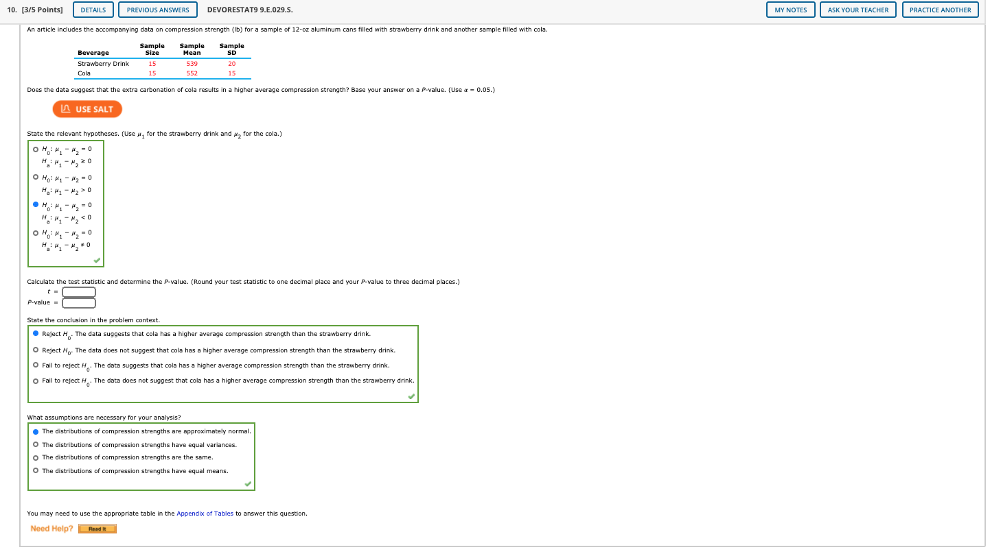 Solved 10. [3/5 points) DETAILS PREVIOUS ANSWERS DEVORESTAT9 | Chegg.com