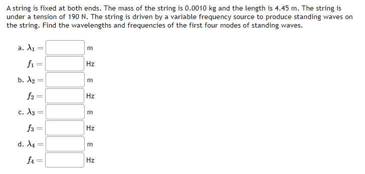 Solved A string is fixed at both ends. The mass of the | Chegg.com