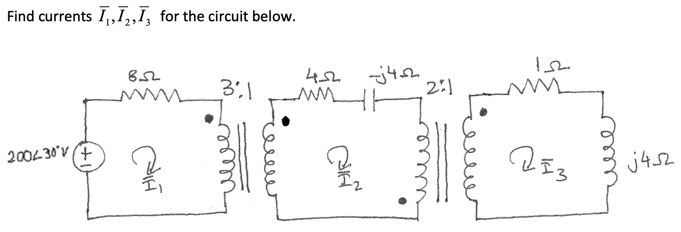 Solved Find currents Iˉ1,Iˉ2,Iˉ3 for the circuit below. | Chegg.com