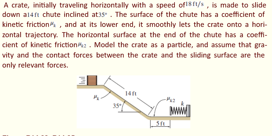 Solved A crate, initially traveling horizontally with a | Chegg.com