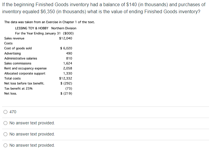 Solved If the beginning Finished Goods inventory had a | Chegg.com