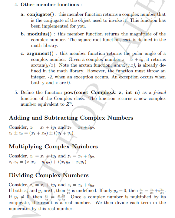 Solved Write a complex.h file for this complex.cpp | Chegg.com