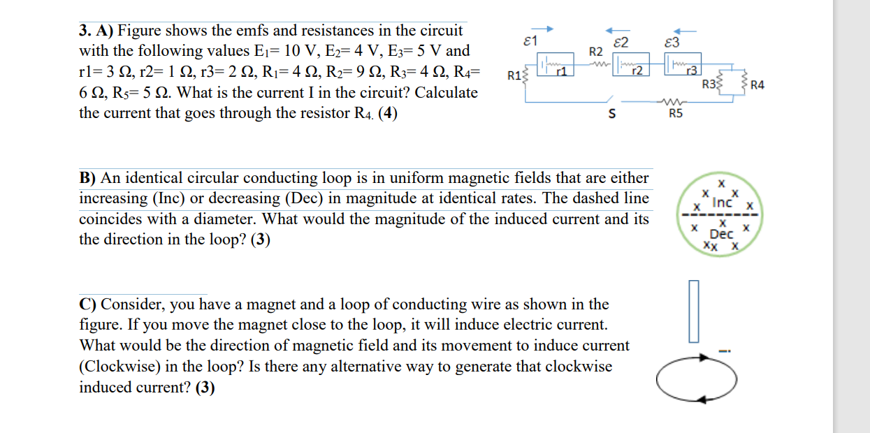 Solved 81 82 €3 R2 3. A) Figure shows the emfs and | Chegg.com