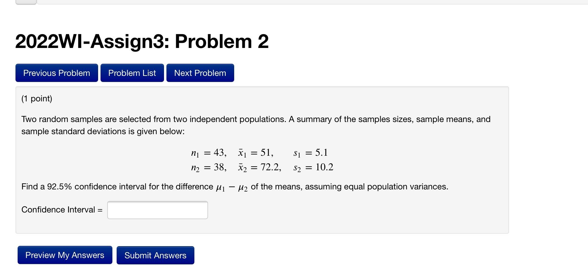 Solved 2022WI-Assign3: Problem 2 Previous Problem Problem | Chegg.com Solved 2022WI-Assign3: Problem 2 Previous Problem Problem | Chegg.com