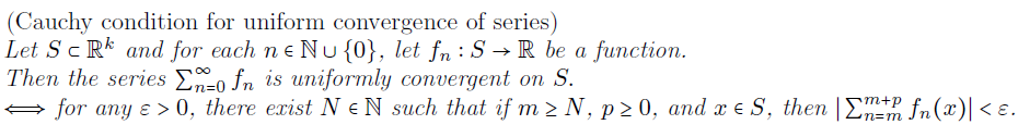 Solved (Cauchy condition for uniform convergence of series) | Chegg.com