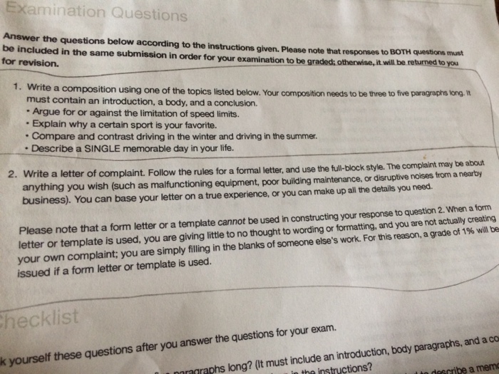 Examination Questions Answer the questions below | Chegg.com