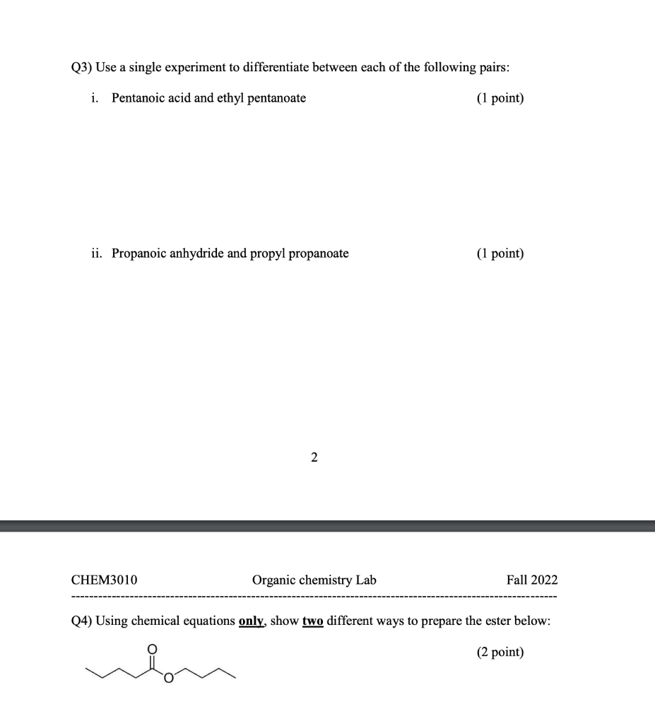 Solved ii. Propanoic anhydride and propyl propanoate (1 | Chegg.com