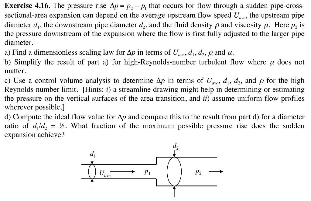 Solved Exercise 4.16. The pressure rise Ap = P2 – P, that | Chegg.com