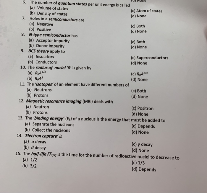 Solved 6. The number of quantum states per unit energy is | Chegg.com