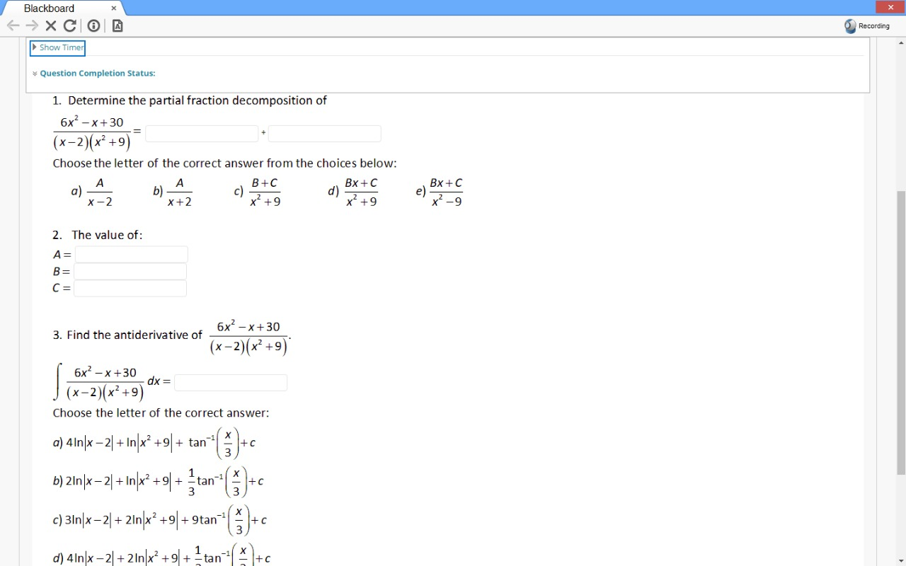 Solved * Blackboard 6 →XCO Show Timer Recording Question | Chegg.com