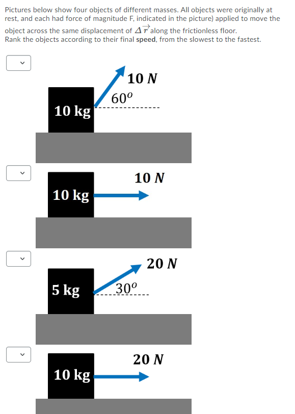 Solved Pictures below show four objects of different masses. | Chegg.com