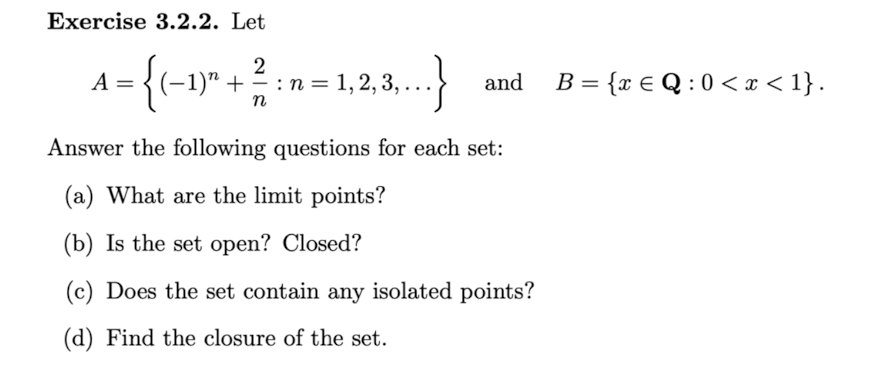 Solved Exercise 3.2.2. Let A={(−1)n+n2:n=1,2,3,…} and | Chegg.com