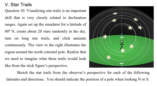 V. Star Trails Question 10: Visualizing star trails | Chegg.com