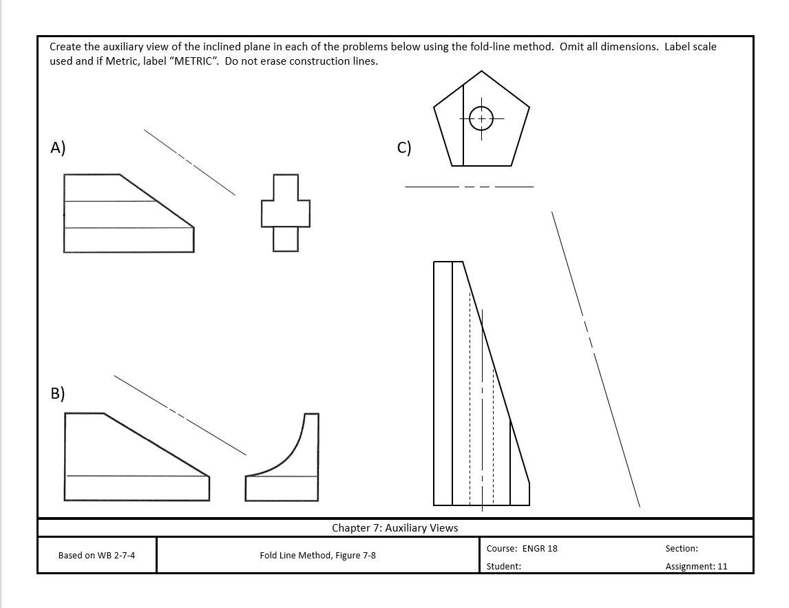 Solved Create the auxiliary view of the inclined plane in | Chegg.com