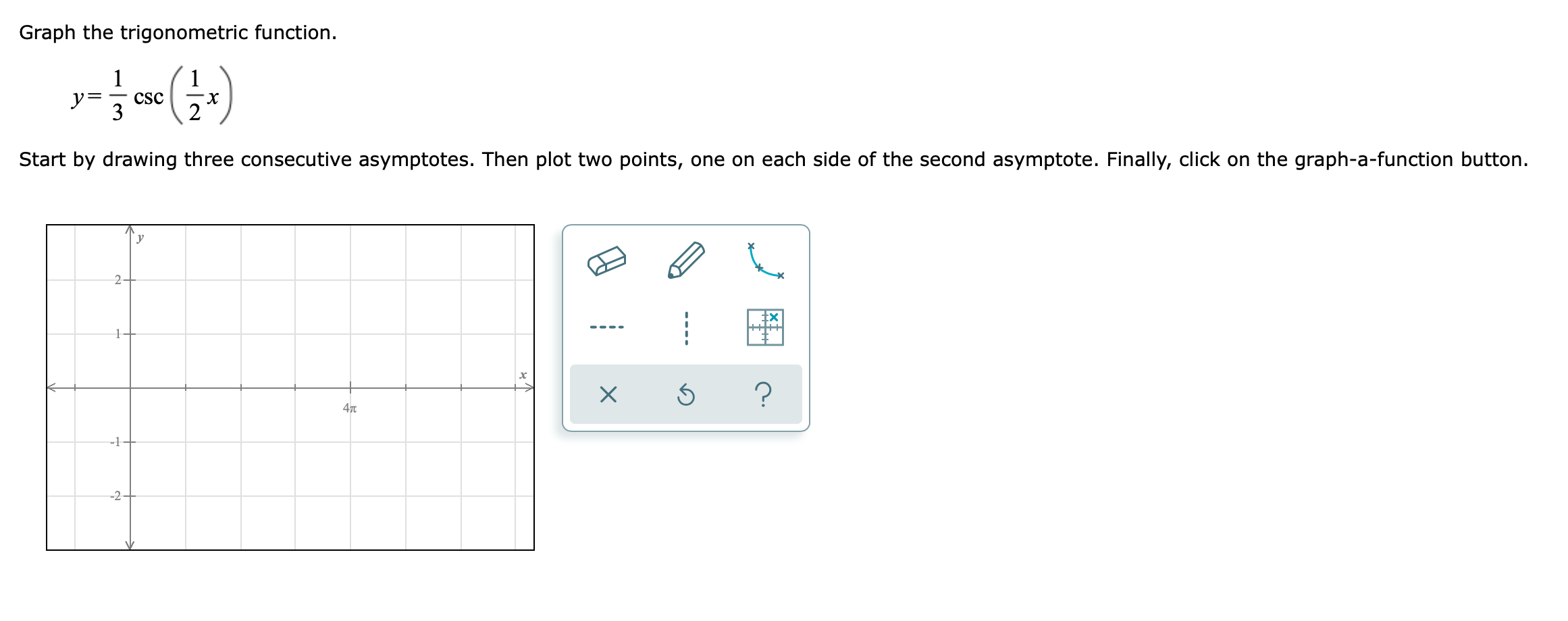 Solved Graph the trigonometric function. Start by drawing | Chegg.com