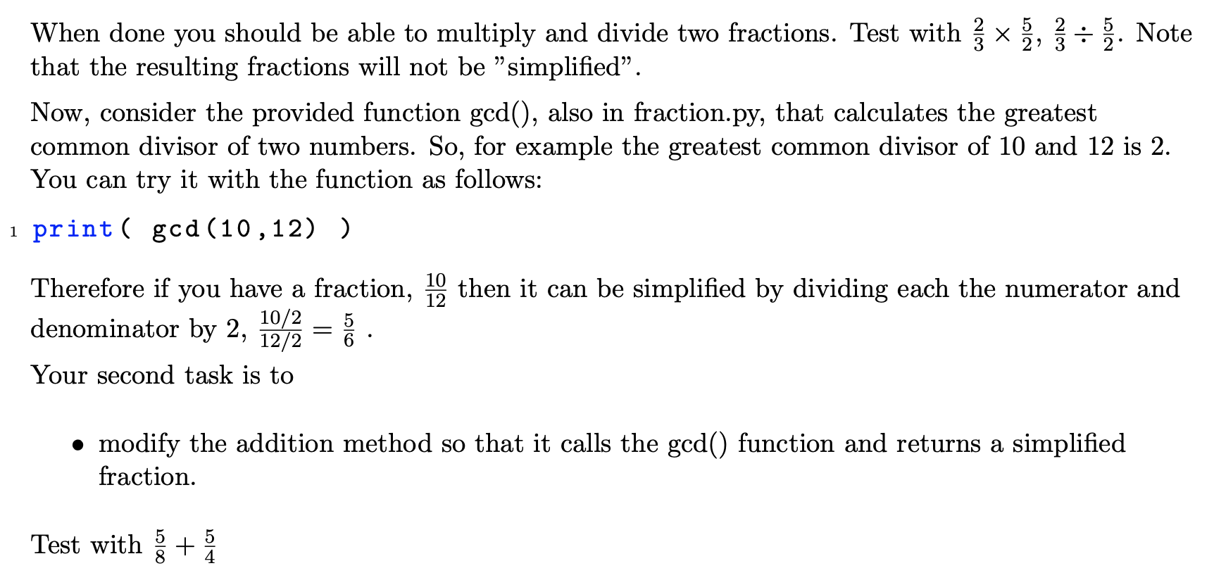 Solved Using the following fraction code, your first task is | Chegg.com